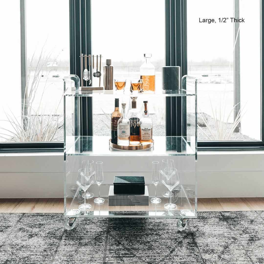 Modern Clear Acrylic Lucite Bar Cart - Savoy
